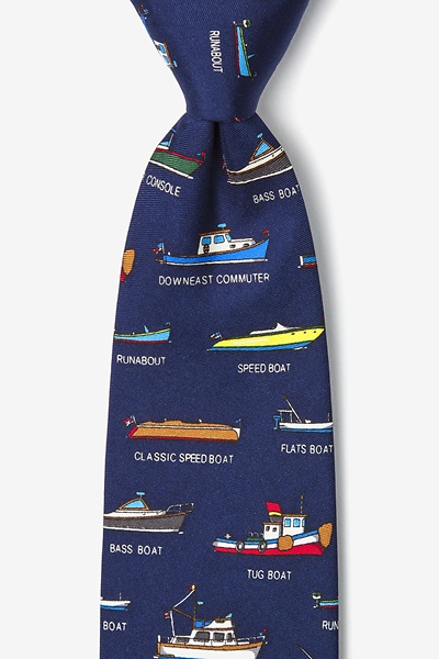 Powerboats Navy Blue Silk Tie | Nautical Neckties | Ties.com