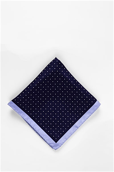 Navy Blue Silk Polkadot Pocket Square Pocket Square | Ties.com