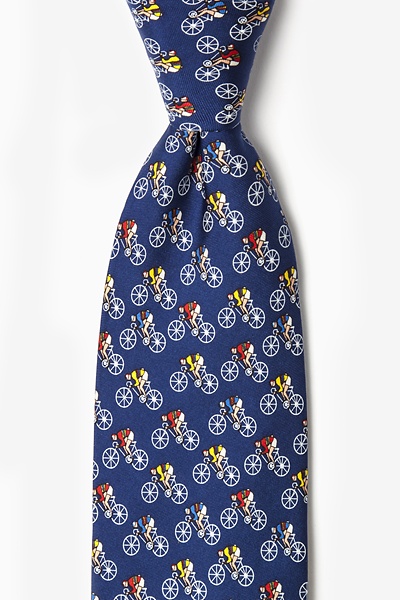 Racing Cyclists Navy Blue Silk Tie | Sports Biking Neckties | Ties.com