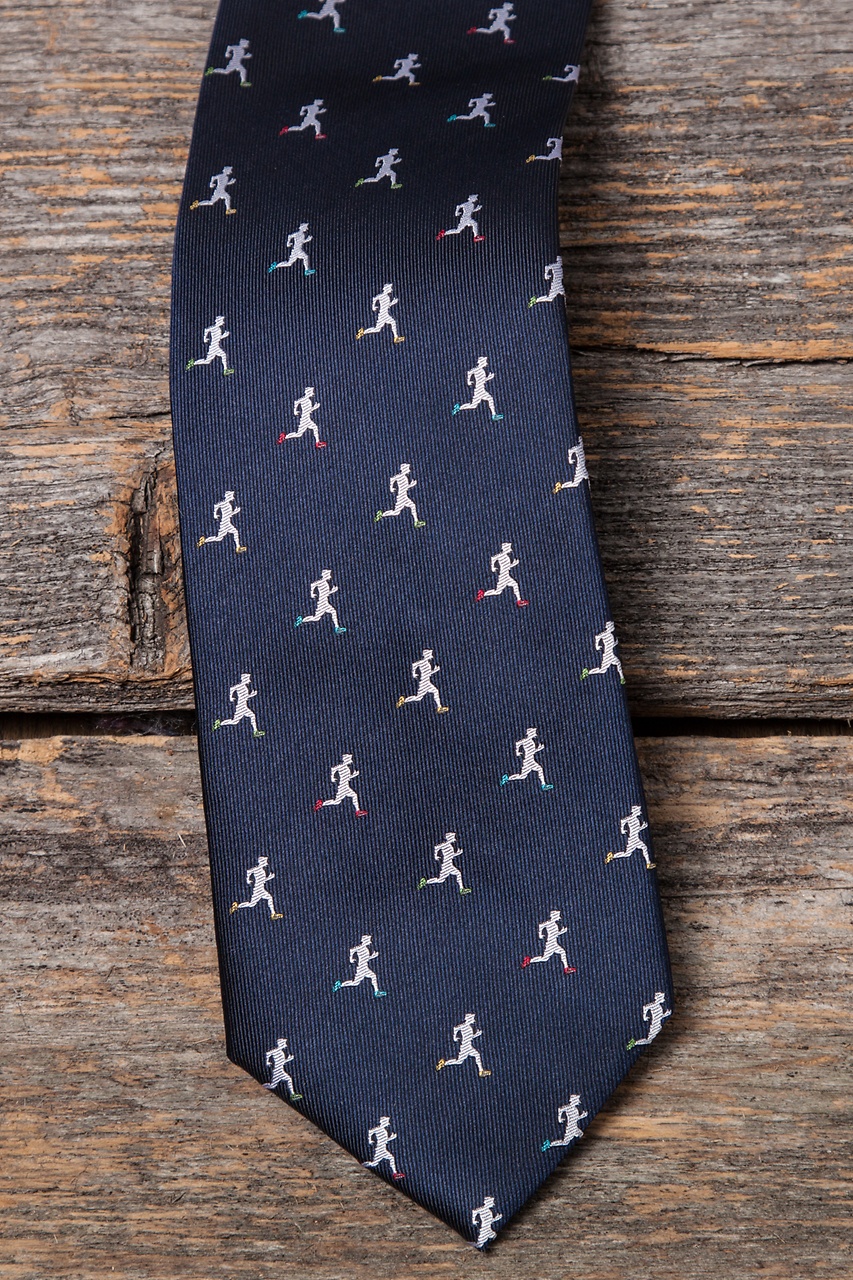 Runners Navy Blue Silk XL Tie | Sports Neckties | Ties.com