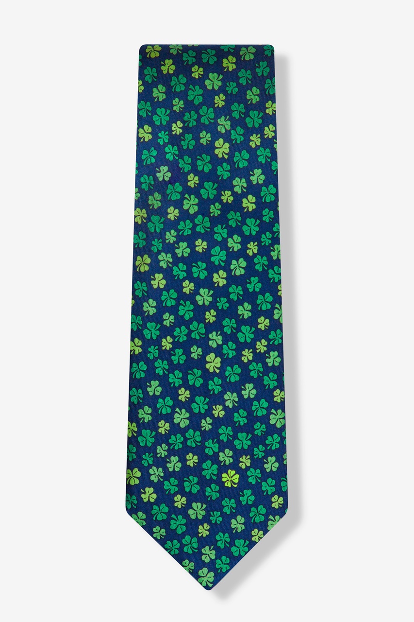 Shamrock Navy Blue Silk Tie | Holiday Neckties | Alynn