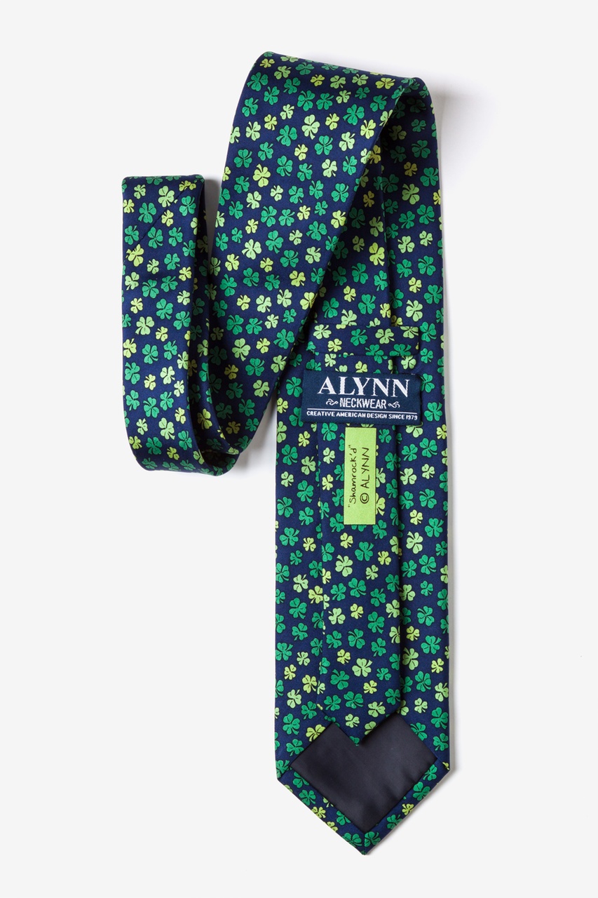 Shamrock Navy Blue Silk Tie | Holiday Neckties | Alynn