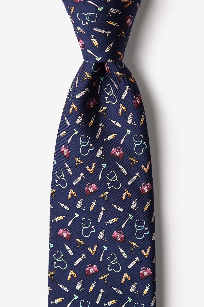 Medical Caduceus Stripe Repp Necktie : Museum Shop Tie & History Gift
