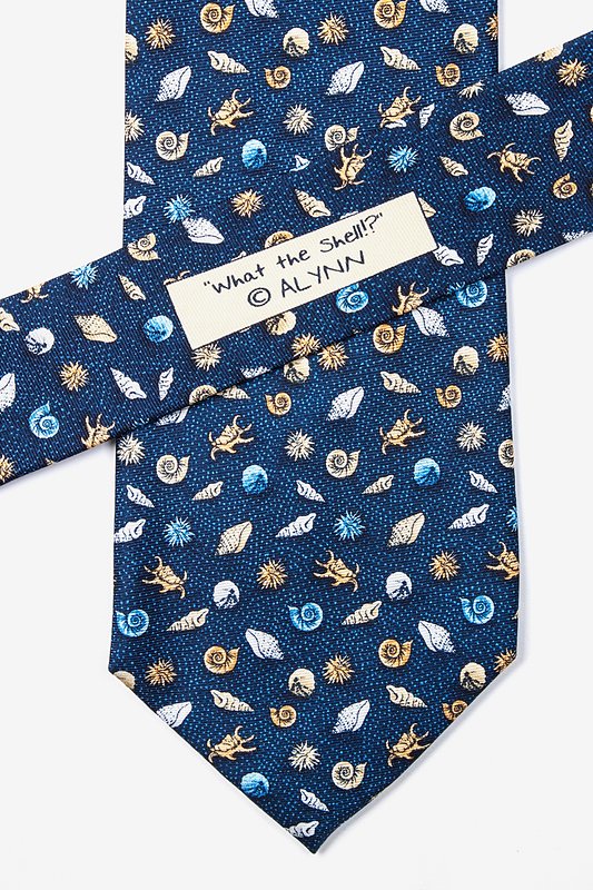 Seashell Navy Blue Silk Tie | Beach Neckties | Ties.com
