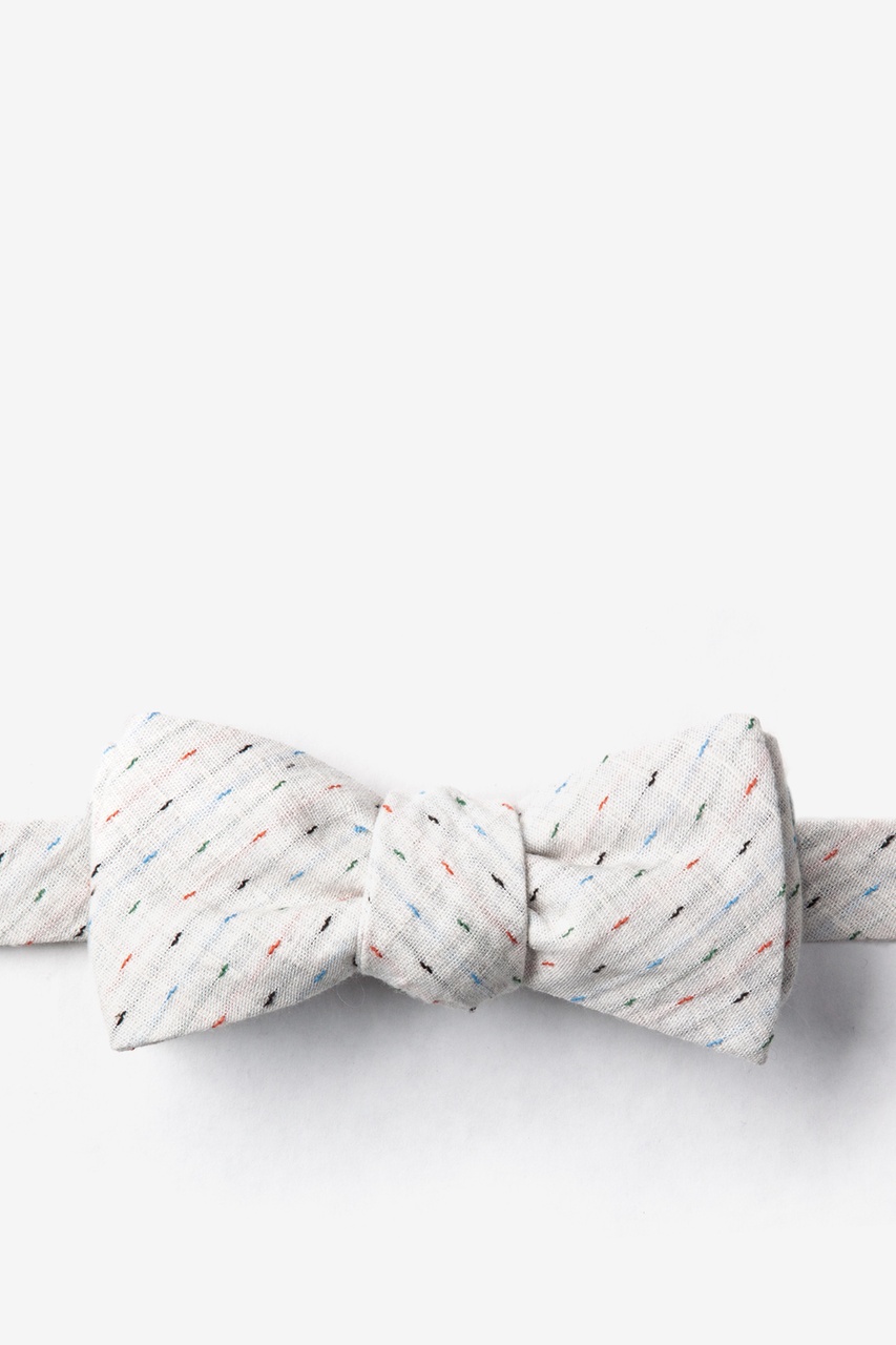 Off White Cotton Pennington Dash Batwing Self Tie Bow Tie | Ties.com