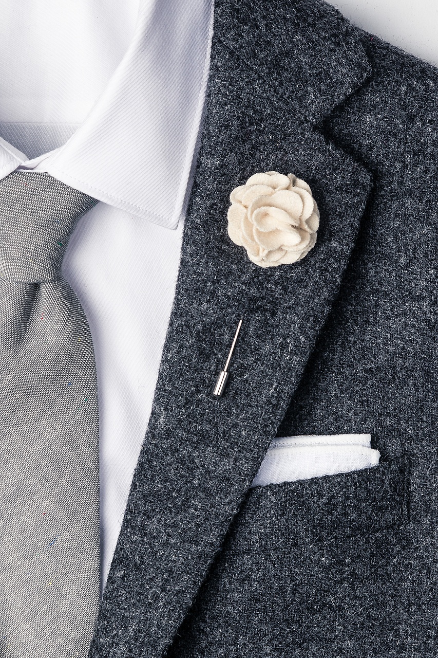 Off White Wool Felt Off White Wool Felt Flower Lapel Pin | Ties.com