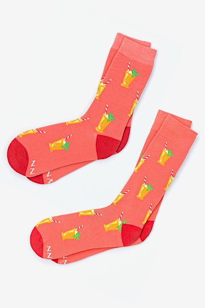 Orange Carded Cotton Mint Julep His & Hers Socks | Ties.com