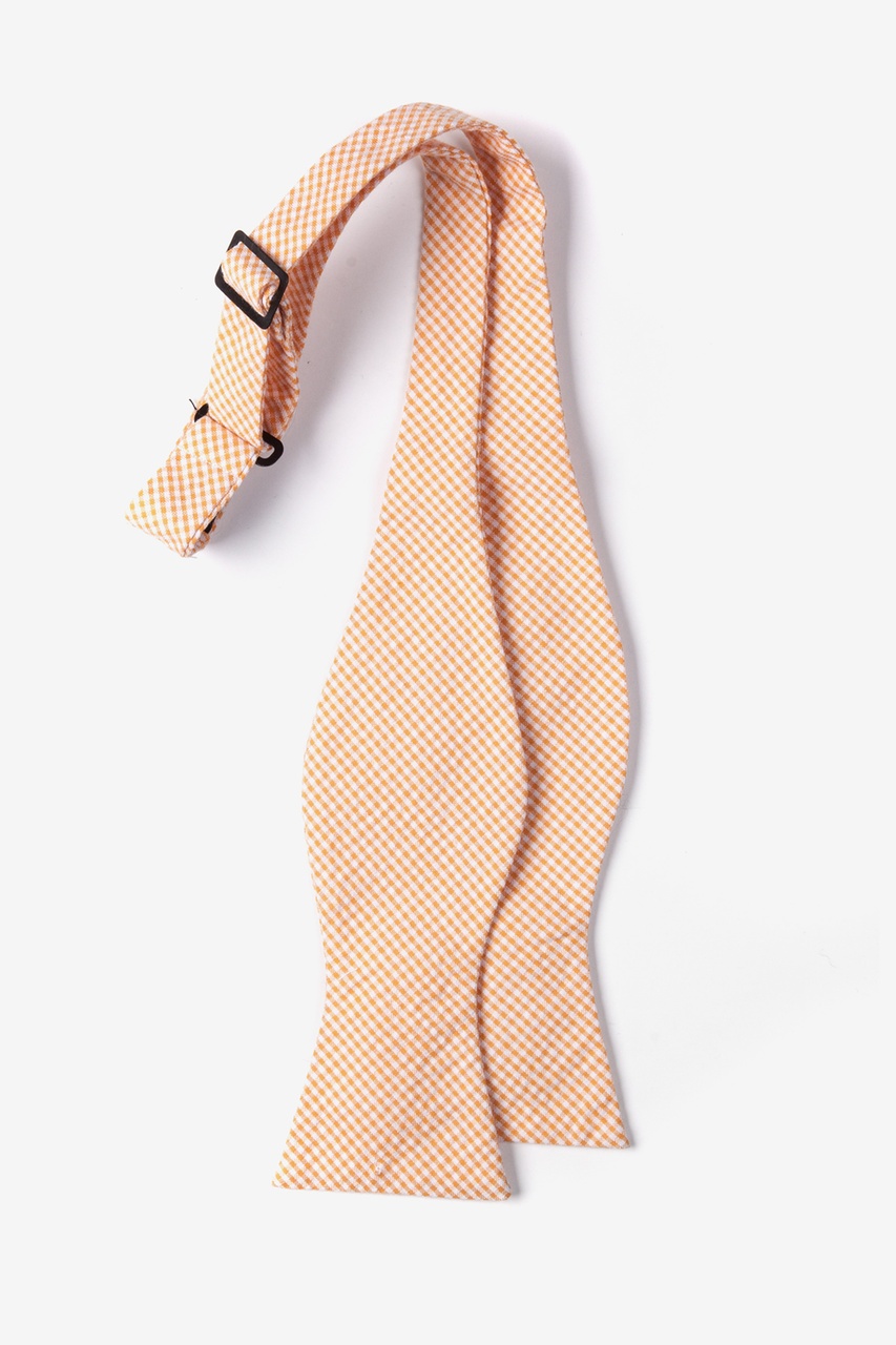 Orange Seersucker Chamberlain Check Butterfly Self Tie Bow Tie | Ties.com
