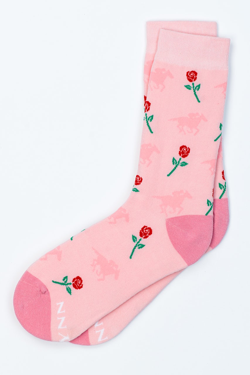 Pink Carded Cotton Derby Rose Women's Sock | Ties.com