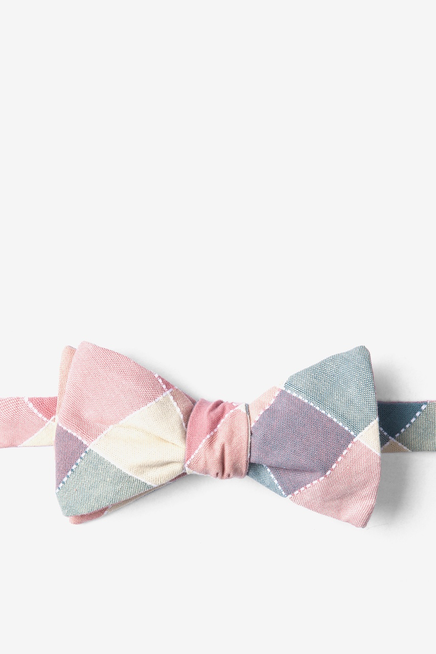 Pink Cotton Thatcher Check Self-Tie Bow Tie | Ties.com