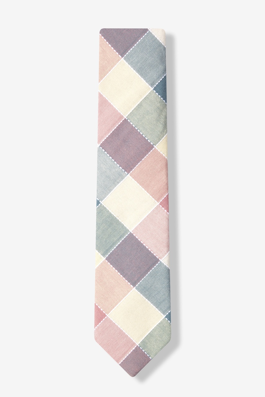 Pink Cotton Thatcher Check Skinny Tie | Ties.com