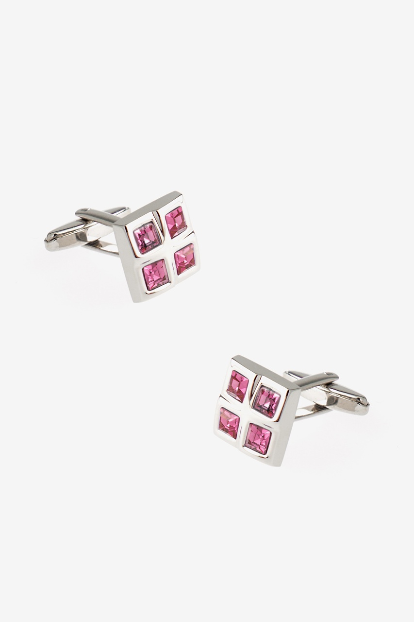 Pink Metal Divided Squares Cufflinks | Ties.com