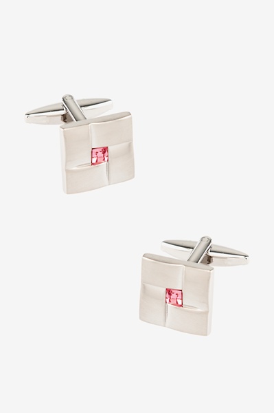 Pink Metal Gem Overlap Cufflinks | Ties.com