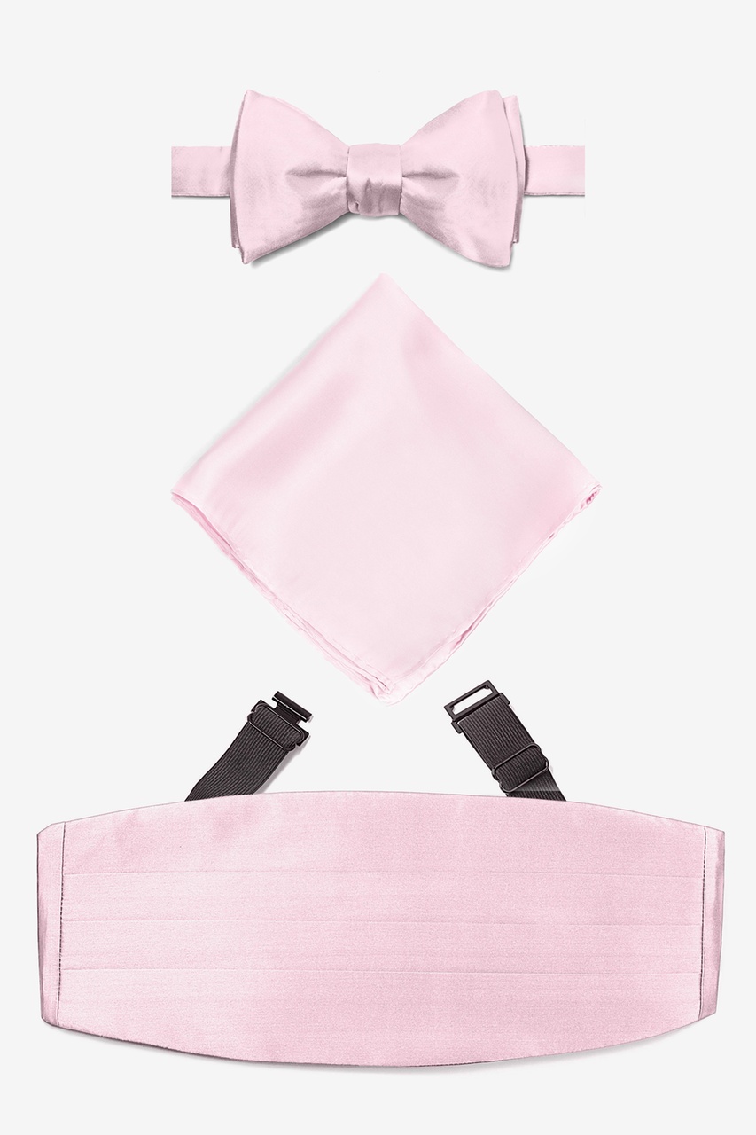 Pink Silk Baby Pink Self Tie Bow Tie Cummerbund Set | Ties.com
