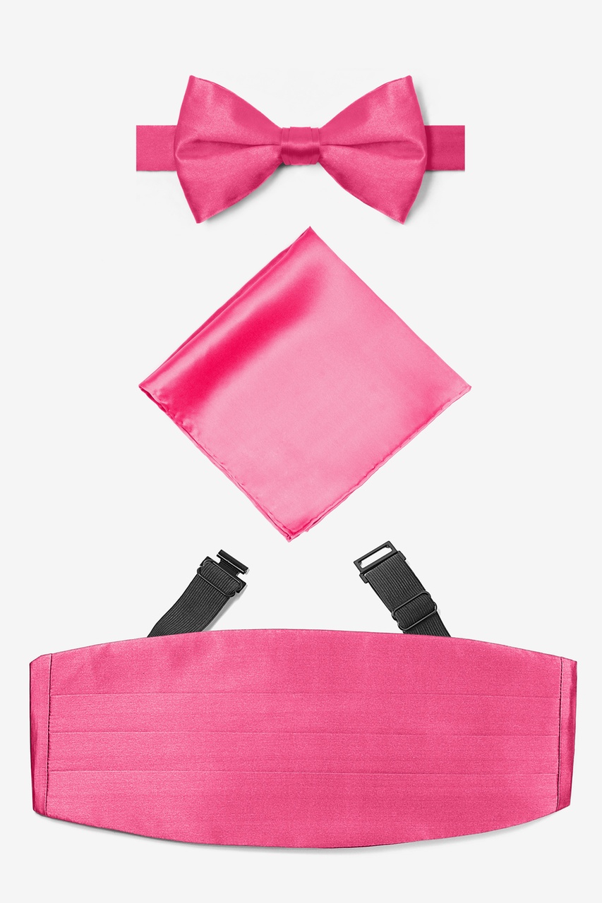 Pink Silk Hot Pink Pretied Bow Tie Cummerbund Set | Ties.com