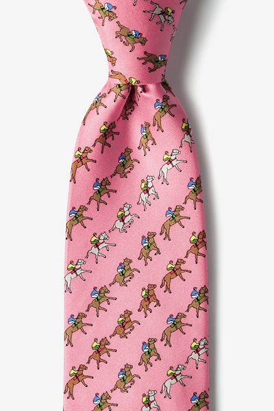 Horse Racing Pink Silk Tie | Animal Neckties | Ties.com