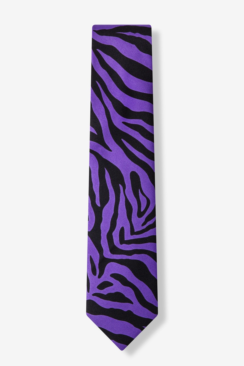 Purple Microfiber Zebra Animal Print Skinny Tie | Ties.com