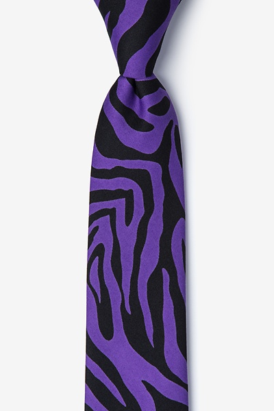 Purple Microfiber Zebra Animal Print Skinny Tie | Ties.com
