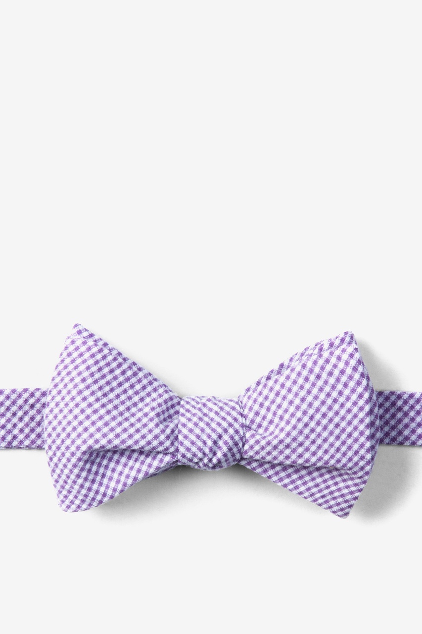 Purple Seersucker Chamberlain Check Butterfly Self Tie Bow Tie | Ties.com