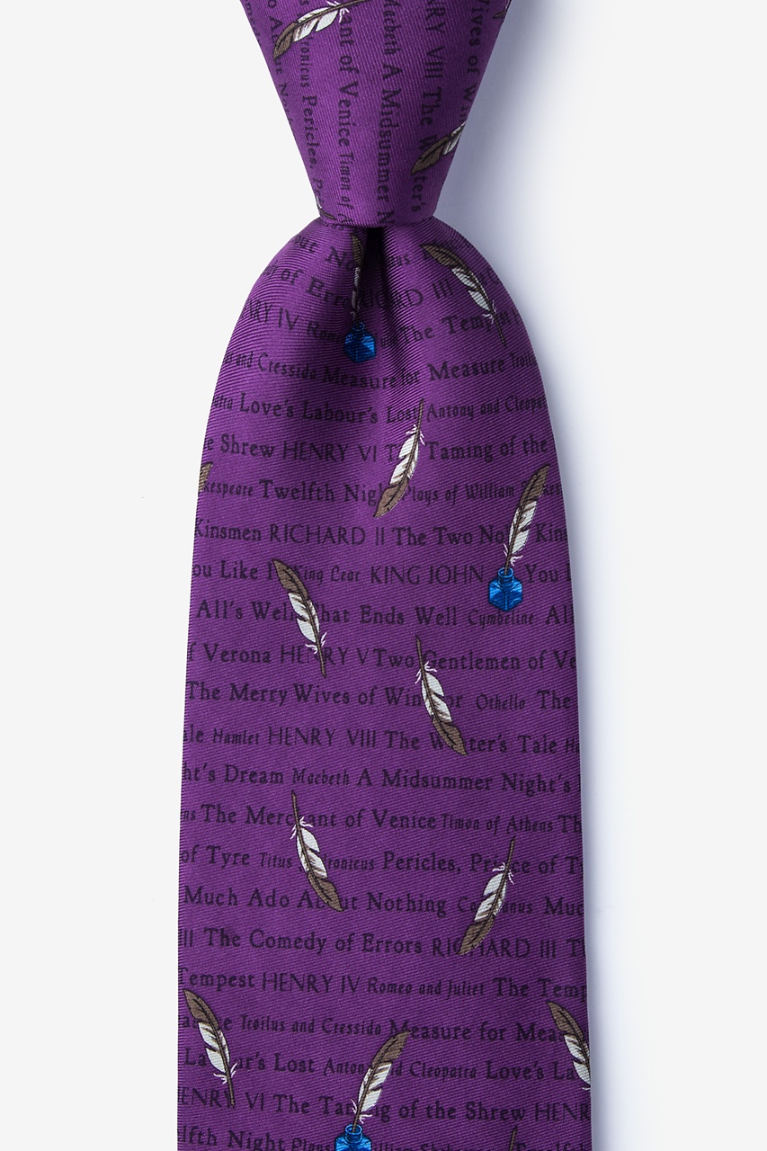 Purple Silk Shakespeare's Plays Tie | Ties.com