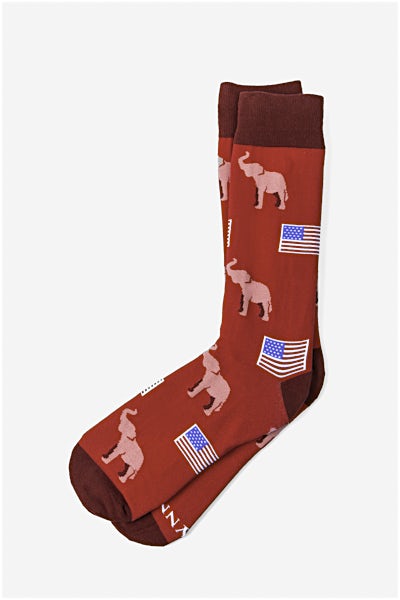 Red Carded Cotton Republican Elephants Sock | Ties.com
