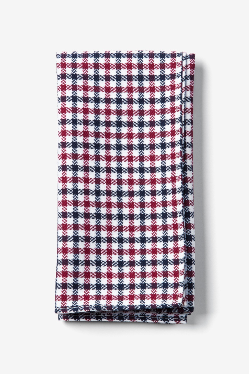 Red Cotton Markson Checks Pocket Square | Ties.com