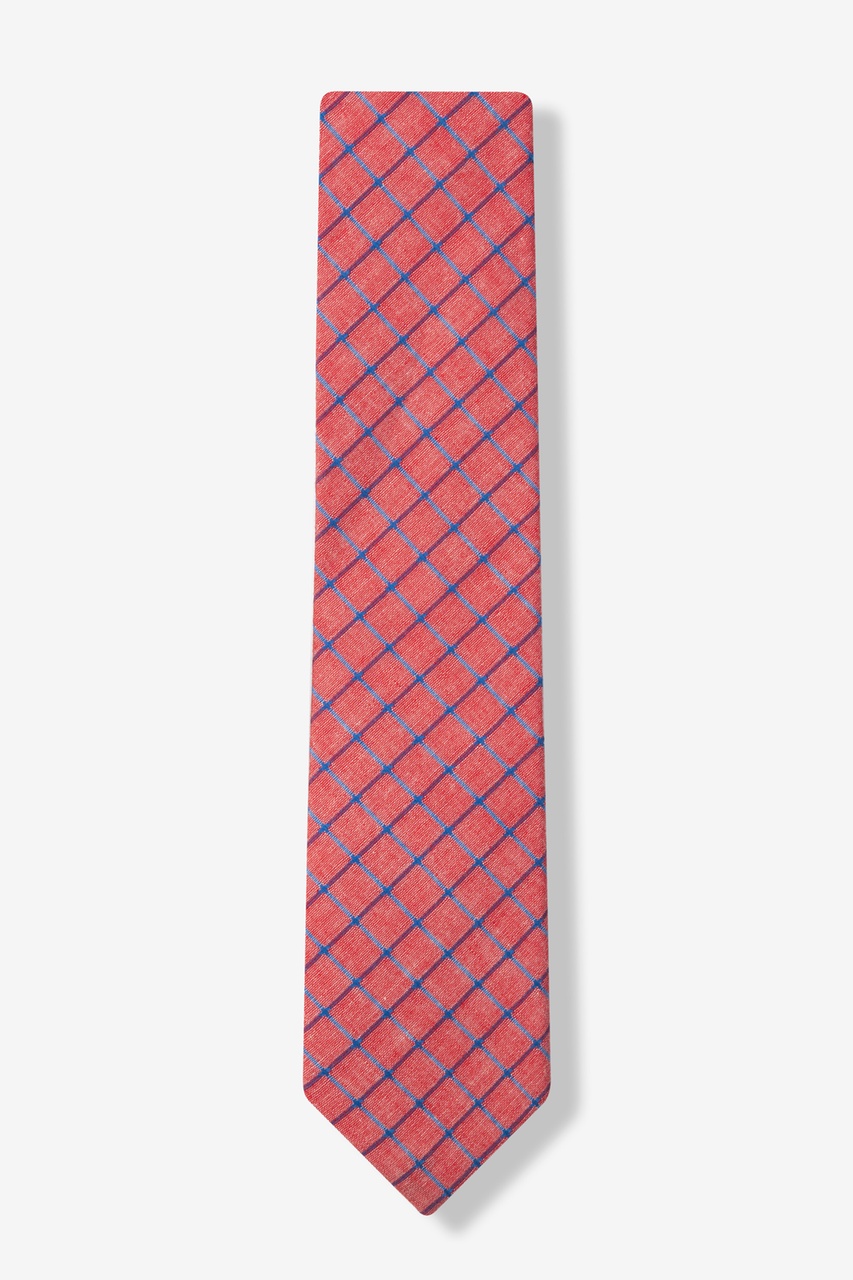 Red Cotton Stuart Check Skinny Tie | Ties.com