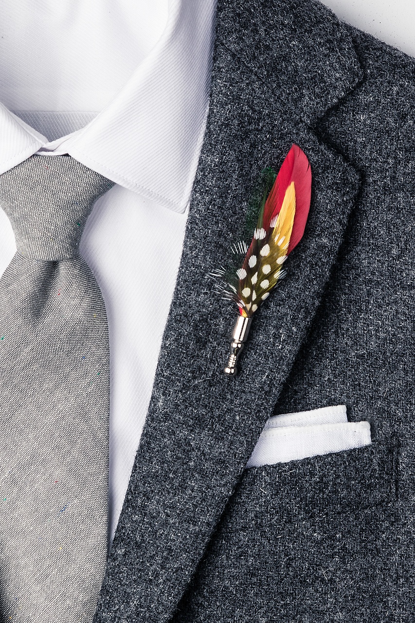 Red Feathers Feather Lapel Pin | Ties.com
