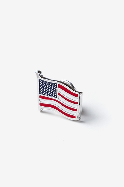 Red Metal American Flag Rectangle Lapel Pin | Ties.com