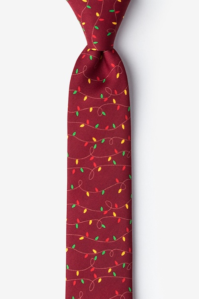 Red Microfiber Christmas Lights Skinny Tie | Ties.com