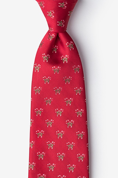 Red Microfiber Holiday Candy Canes Tie | Ties.com