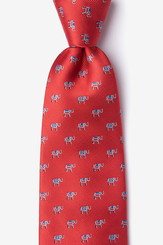 Red Microfiber Republican Party Elephant Tie | Ties.com