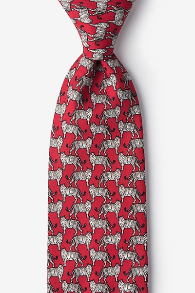 Red Microfiber White Tiger Tie | Ties.com