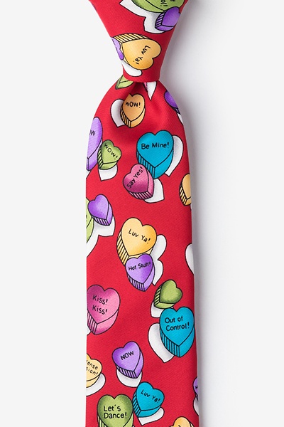 Red Polyester Little Candy Hearts Tie For Boys | Ties.com