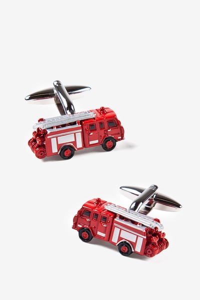 Red Rhodium Fire Trucks Cufflinks | Ties.com