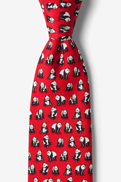 Pandas Red Silk Tie | Animal Neckties | Ties.com