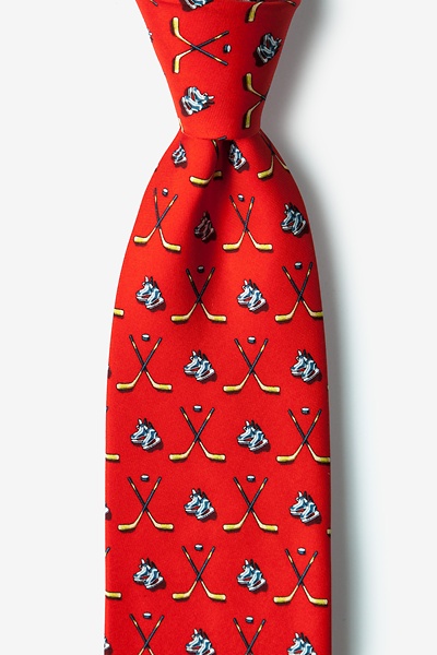 Sticks & Skates Red Silk Tie | Sports Neckties | Ties.com