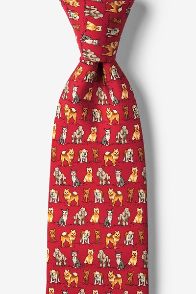 Small Dogs Red Silk Tie | Animal Neckties | Ties.com