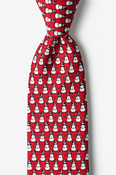 Snowmen Red Silk Tie | Holiday Neckties | Ties.com