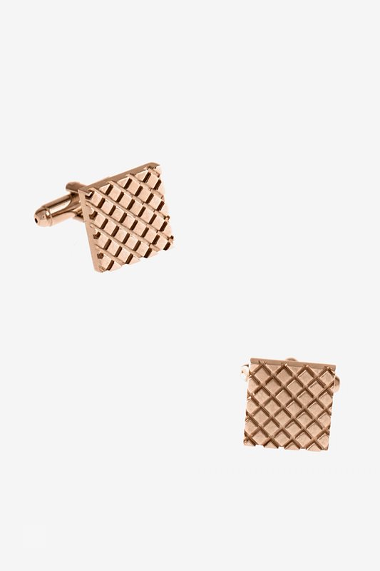 Rose Gold Metal Criss-Cross Square Cufflinks | Ties.com