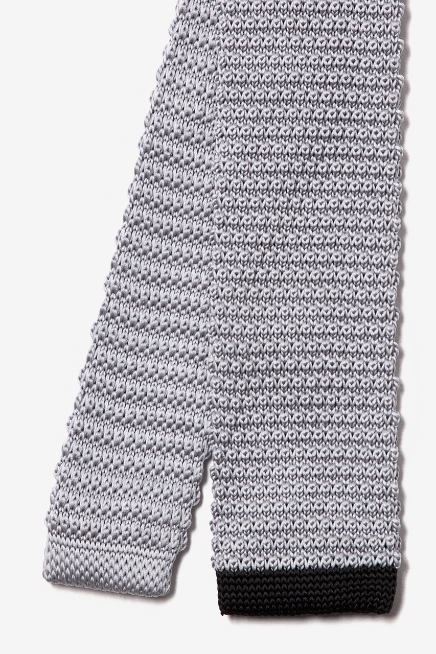 Silver Knit Contrasting Tip Knit Skinny Tie | Ties.com