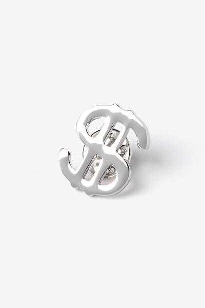 Silver Metal Dollar Sign Money Wealth Lapel Pin | Ties.com