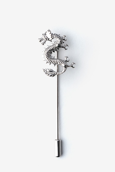 Silver Metal Dragon Lapel Pin | Ties.com