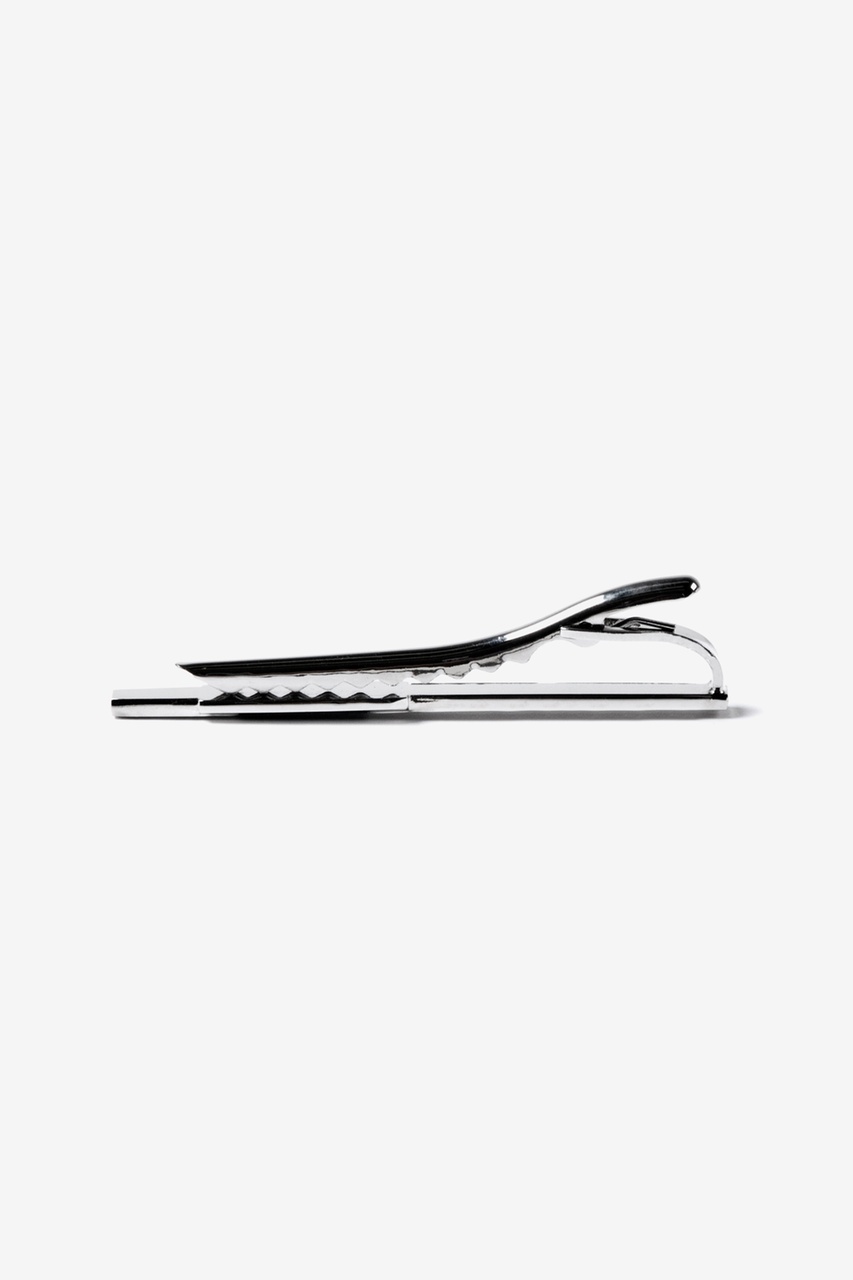 Silver Metal Genuine Onyx Rectangle Tie Bar | Ties.com