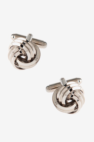 Silver Metal Intricate Knot Cufflinks | Ties.com