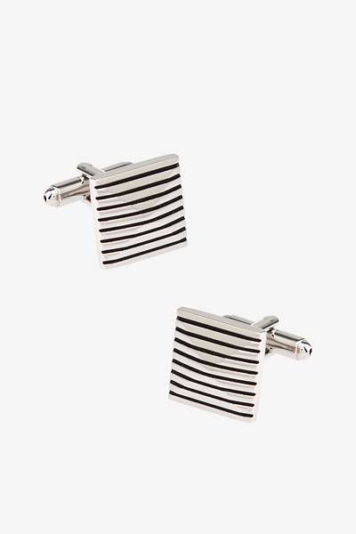 Silver Metal Pyramid stripe Cufflinks | Ties.com