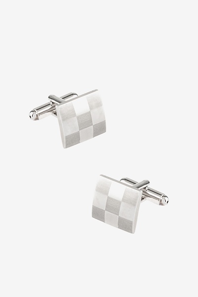 Silver Metal Square Monochrome Cufflinks | Ties.com