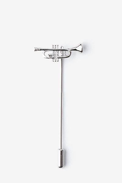 Silver Metal Trumpet Lapel Pin | Ties.com