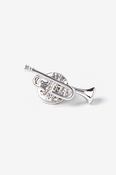 Silver Metal Trumpet Lapel Pin | Ties.com