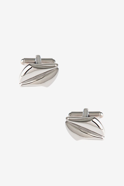 Silver Metal Unique Solid Cufflinks | Ties.com